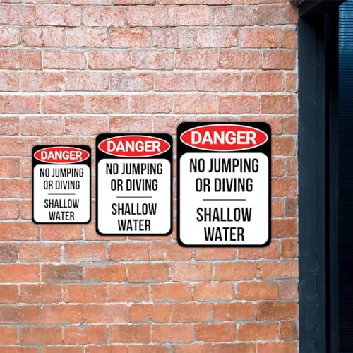 Portrait Round Plus Danger No Jumping Or Diving Shallow Water Wall or ...