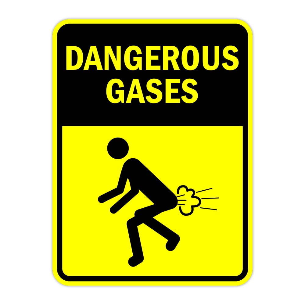 Portrait Round Plus Dangerous Gases Door or Wall Sign | Funny Warning ...