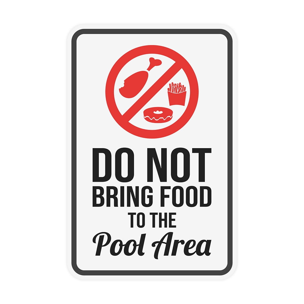 Portrait Round Plus Do Not Bring Food To the Pool Area Wall or Door ...