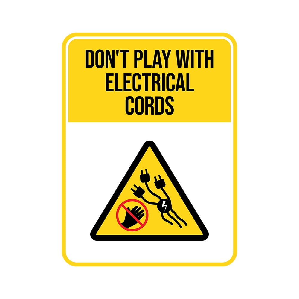 Portrait Round Plus Don't Play with Electrical Cords Door or Wall Sign ...