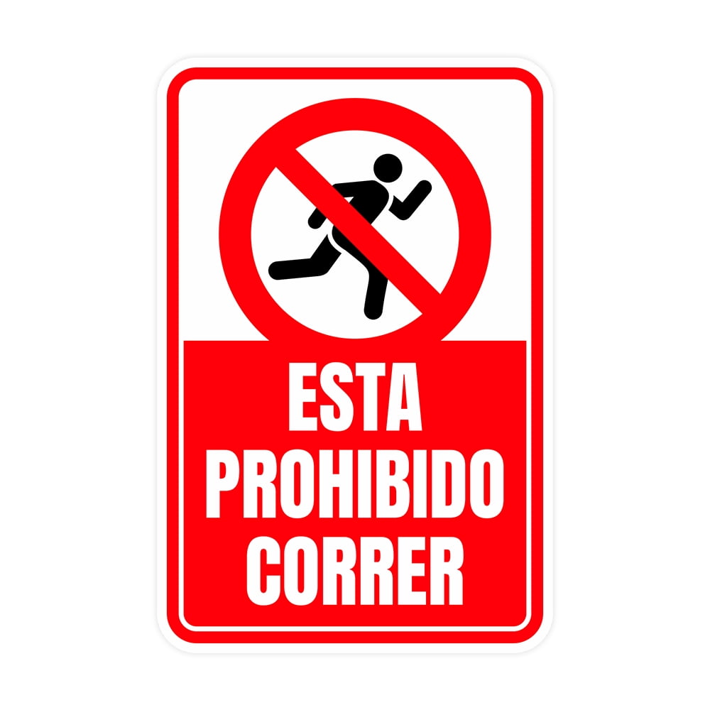 Portrait Round Plus Esta Prohibido Correr Wall or Door Sign | Spanish ...