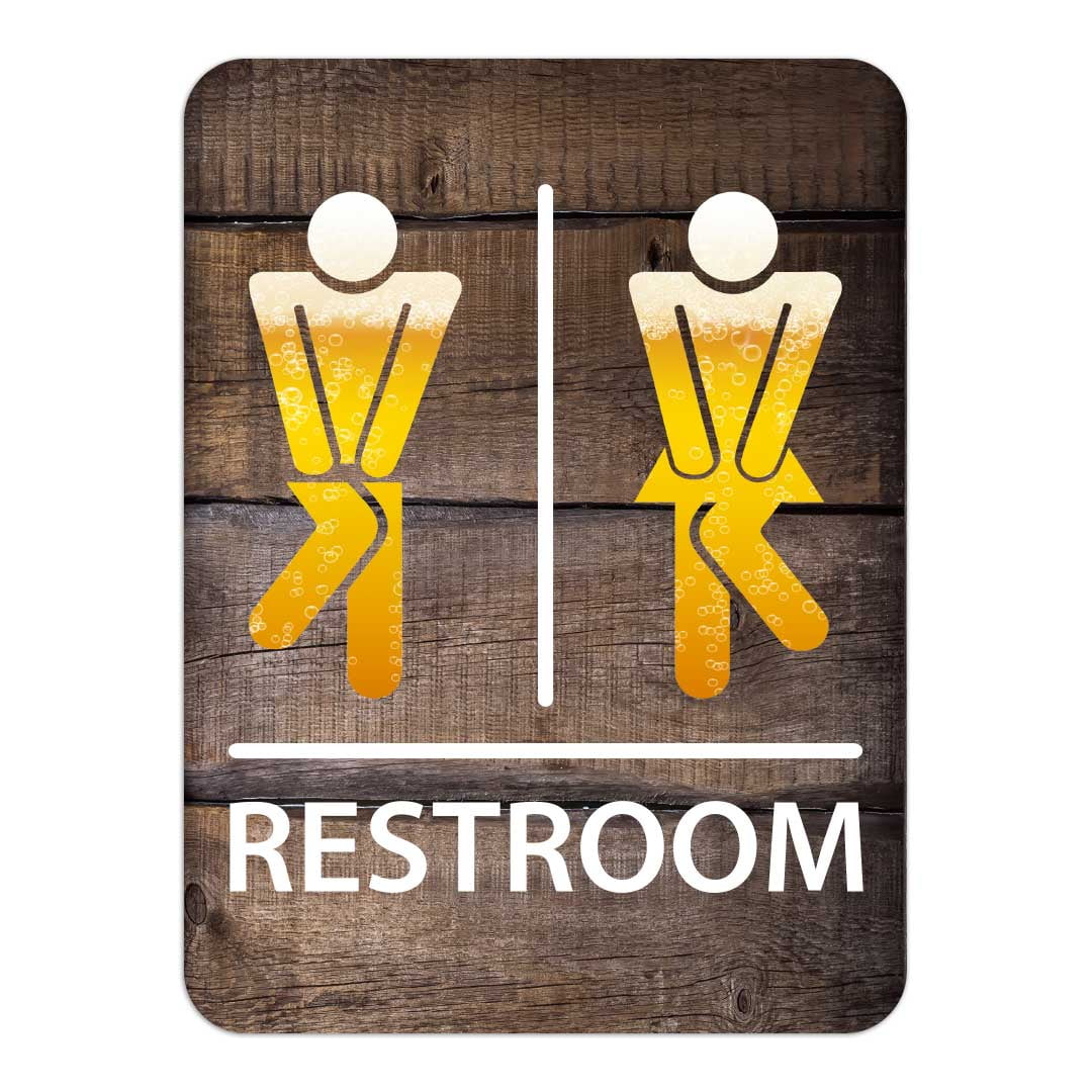 Portrait Round Plus - Fun Bar Restroom Dark Wood Wall or Door Sign ...