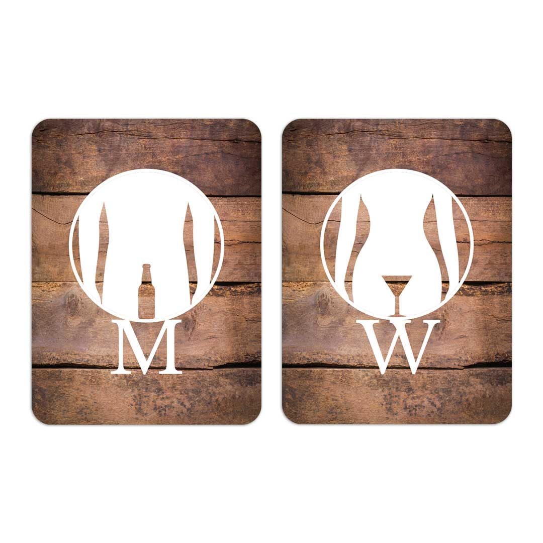 Portrait Round Plus - Fun Rude Restroom Oak Wood Wall or Door Sign ...