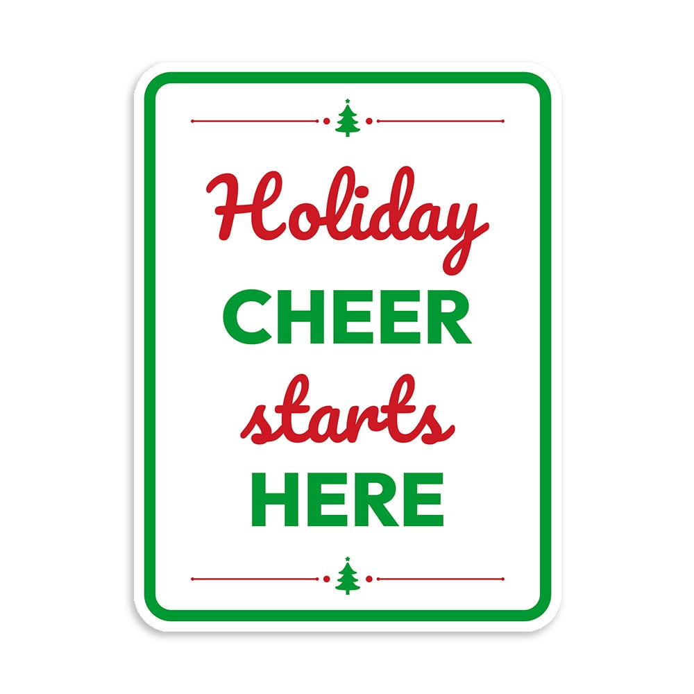 Portrait Round Plus Holiday Cheer Starts Here Wall or Door Sign ...