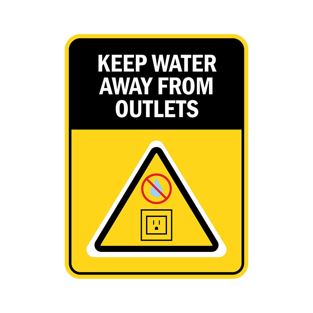Portrait Round Plus Keep Water Away from Outlets Door or Wall Sign ...