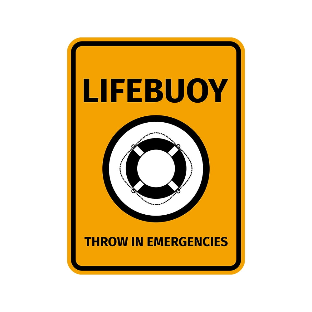 Portrait Round Plus Lifebuoy Throw in Emergencies Wall or Door Sign ...