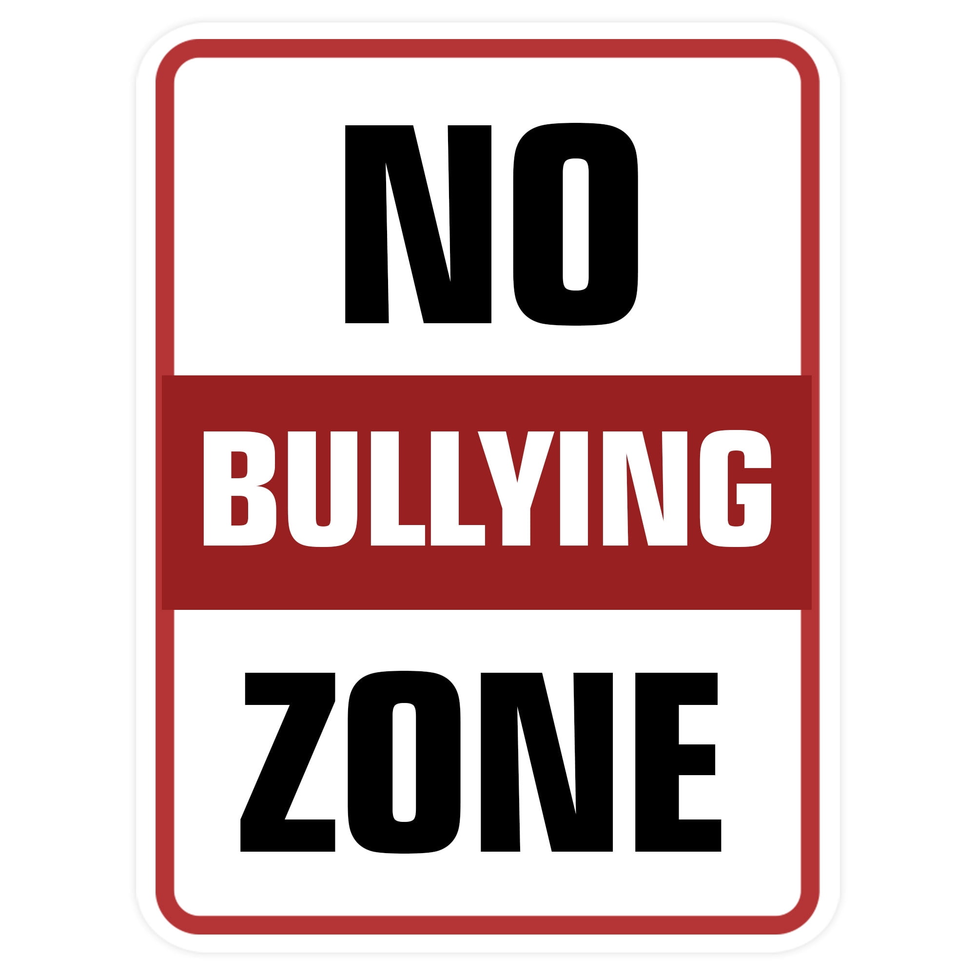 Portrait Round Plus No Bullying Zone Wall or Door Sign | Warning ...