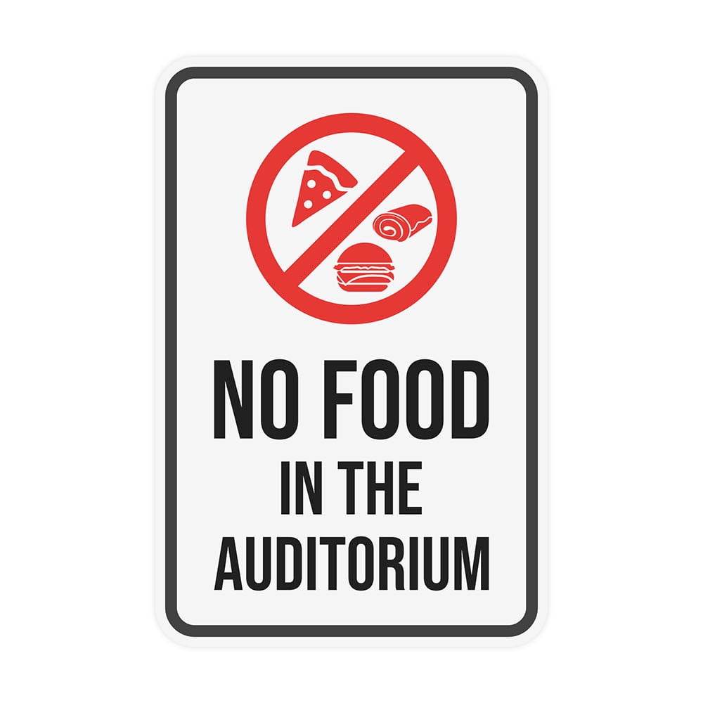 Portrait Round Plus No Food In the Auditorium Wall or Door Sign | Food ...