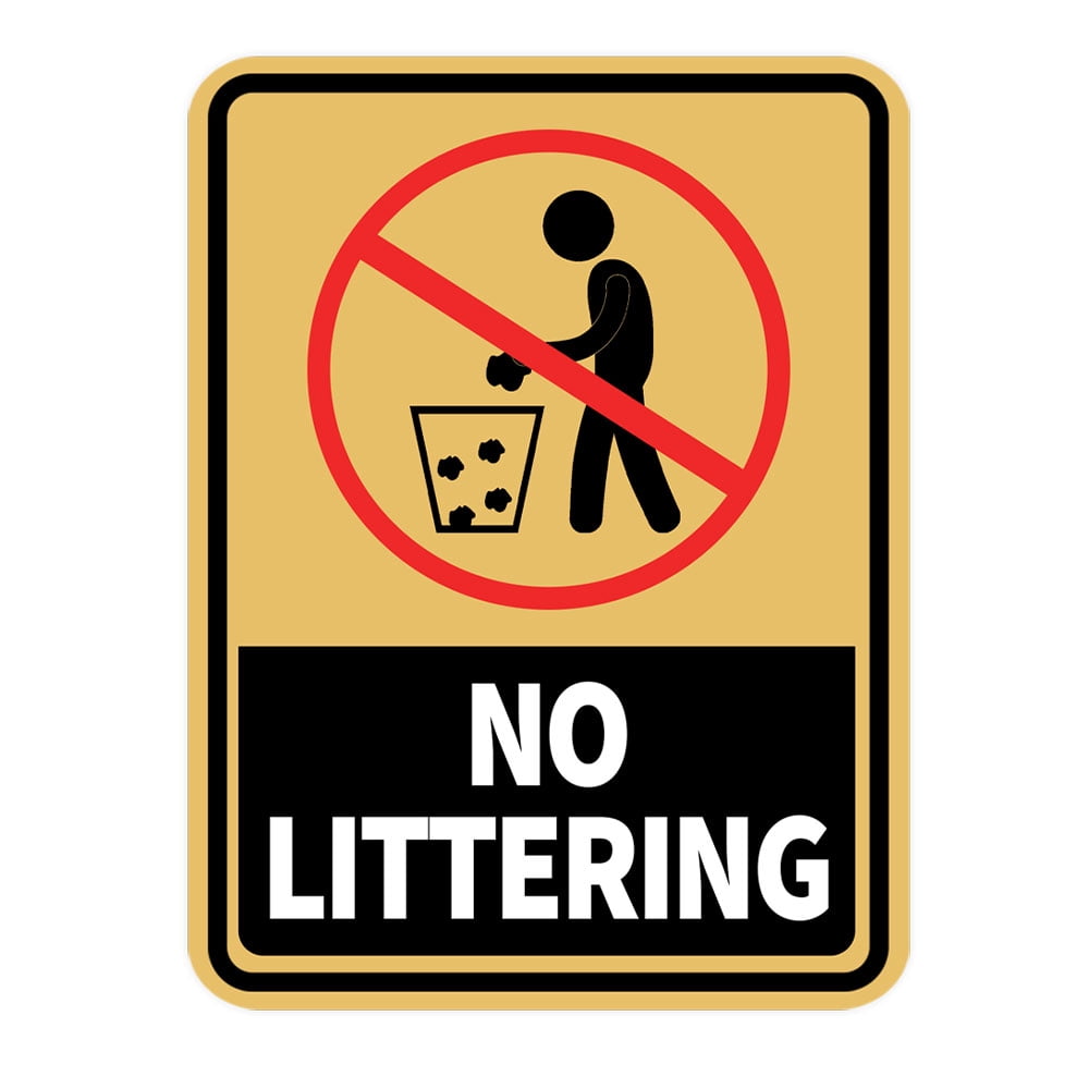Portrait Round Plus No Littering Wall or Door Sign | Warning Signage ...