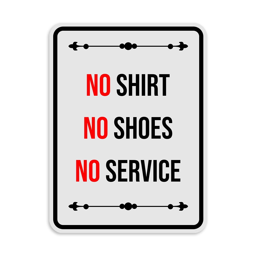 Portrait Round Plus No Shirt No Shoes No Service Wall or Door Sign ...