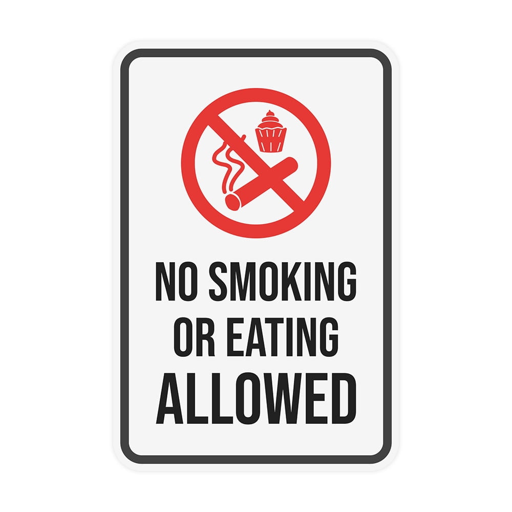 Portrait Round Plus No Smoking or Eating Allowed Wall or Door Sign ...