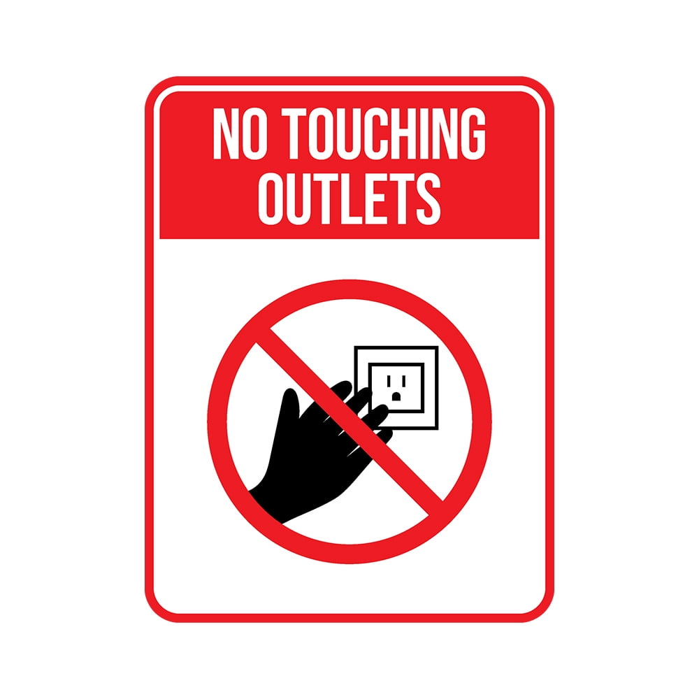 Portrait Round Plus No Touching Outlets Door or Wall Sign | Electrical ...