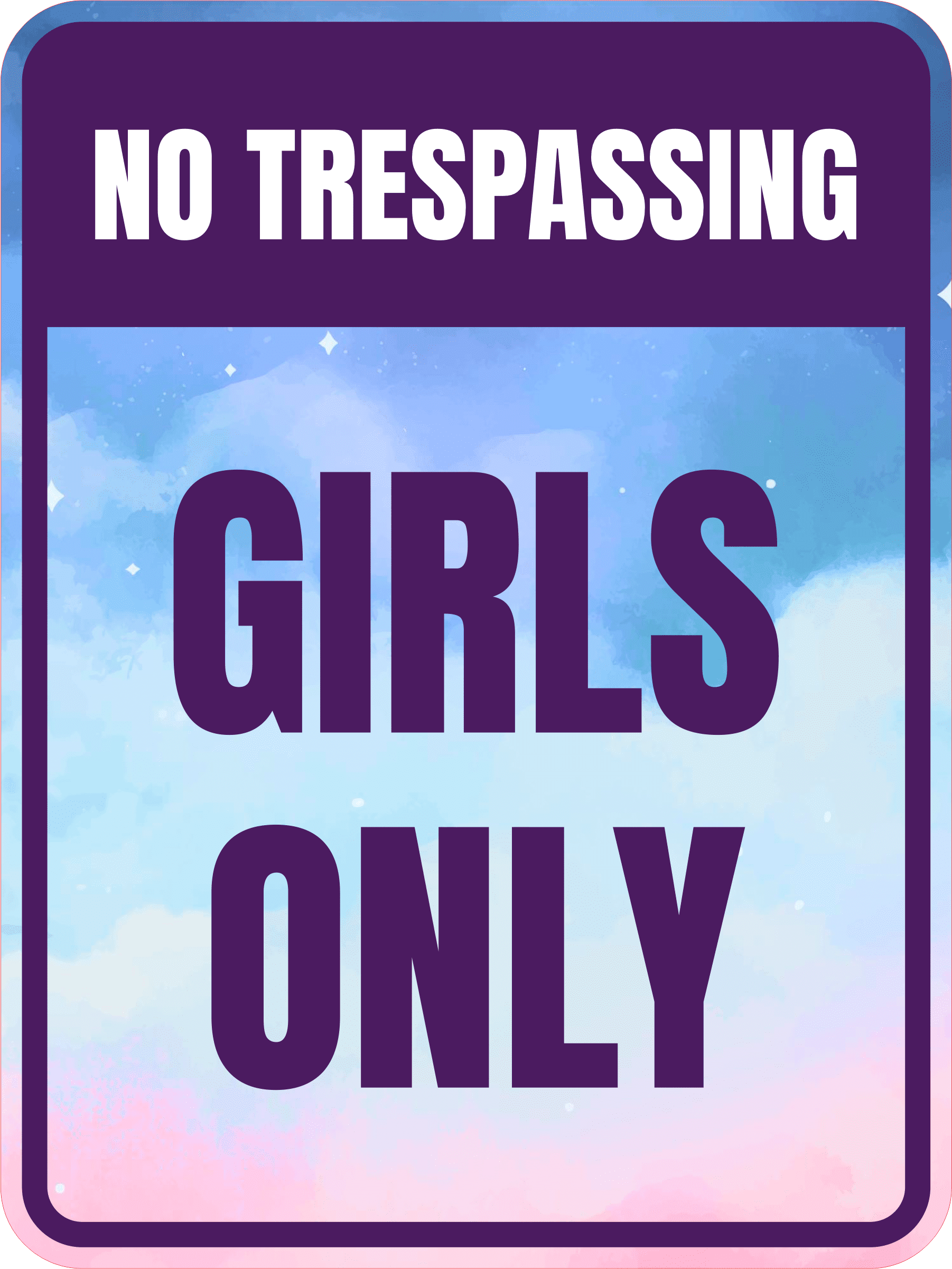 Portrait Round Plus No Trespassing Girls Only Door or Wall Sign ...