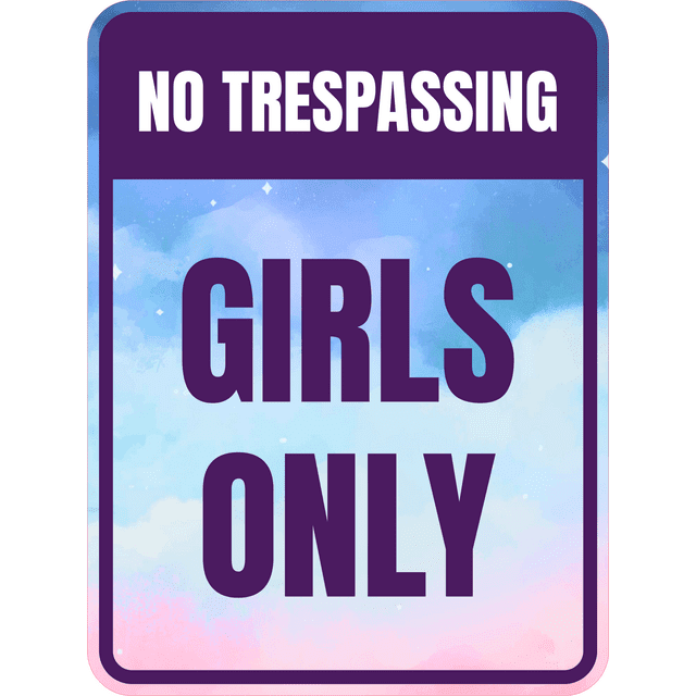 Portrait Round Plus No Trespassing Girls Only Door or Wall Sign ...