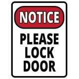 Portrait Round Plus Notice Please Lock Door Wall or Door Sign | Health ...