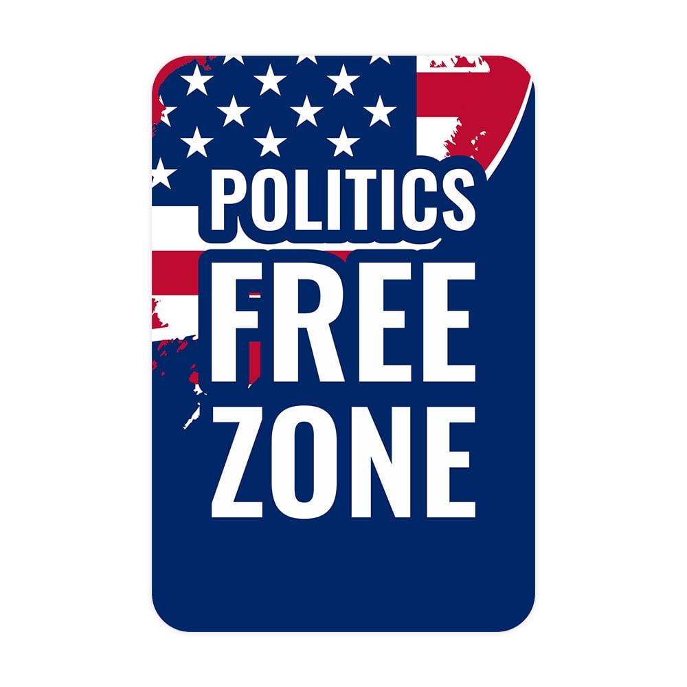Portrait Round Plus Politics Free Zone Door or Wall Sign - Large ...