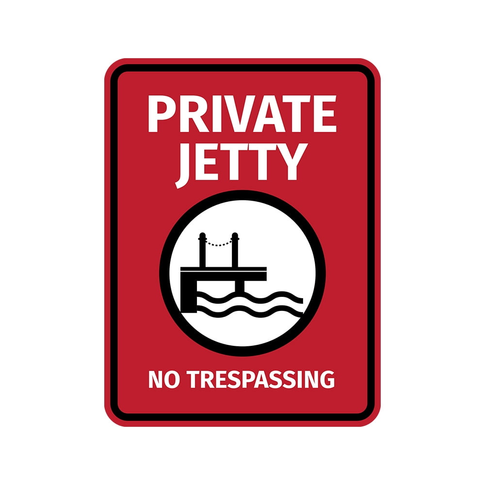 Portrait Round Plus Private Jetty No Trespassing Door or Wall Sign ...