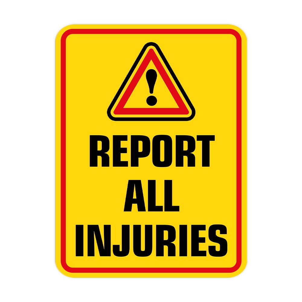 Portrait Round Plus Report All Injuries Wall or Door Sign | Health And ...