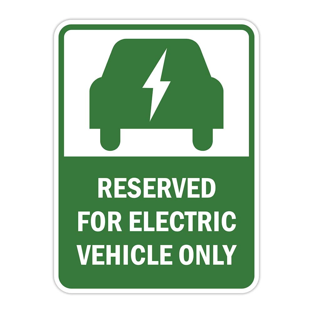 Portrait Round Plus Reserved For Electric Vehicle Only Door or Wall ...