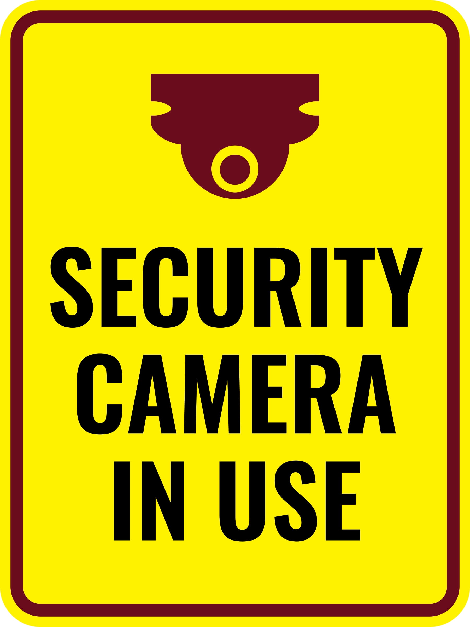 Portrait Round Plus Security Camera in Use Wall or Door Sign | Eco ...