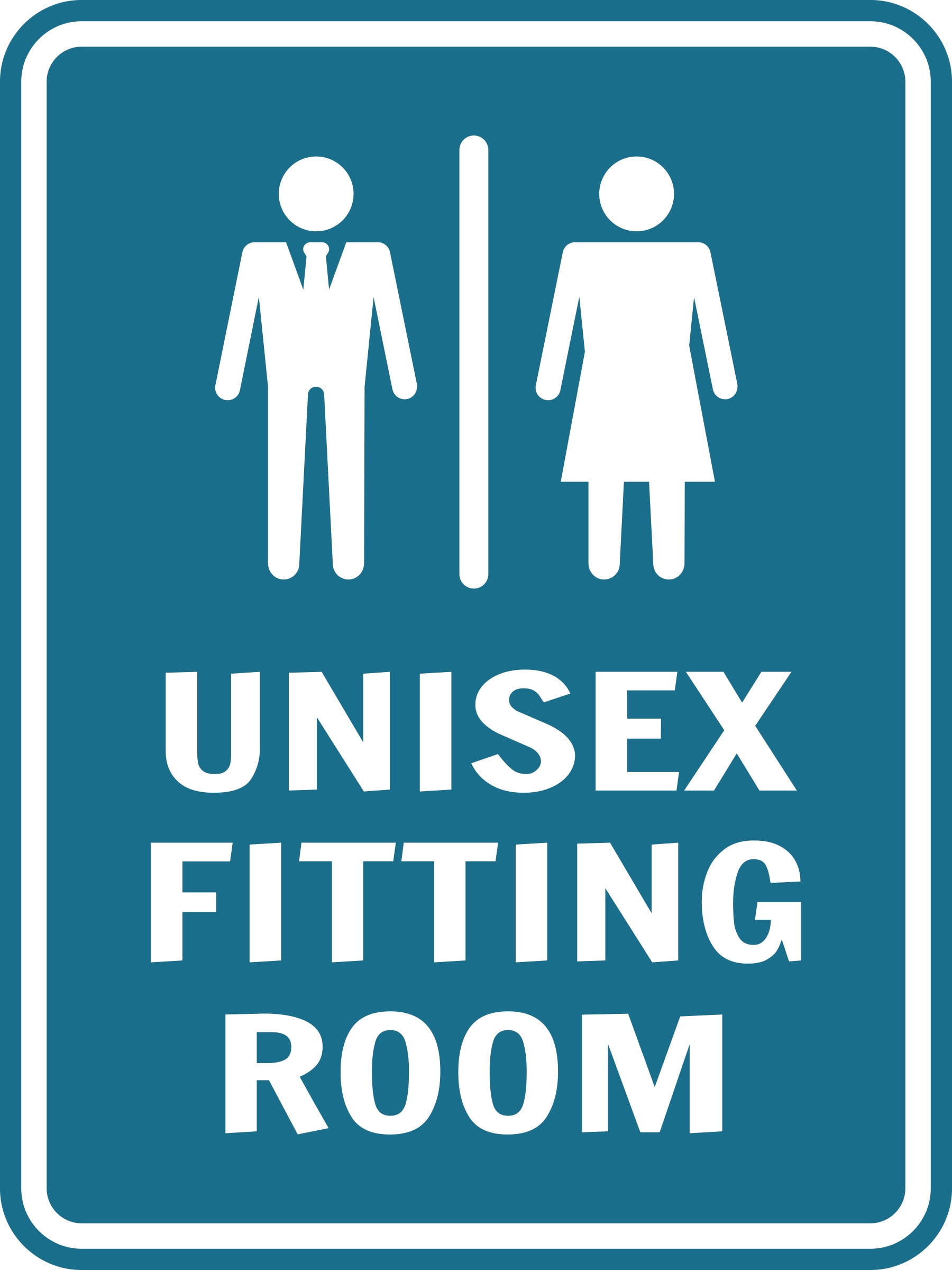 Portrait Round Plus Unisex Fitting Room Wall or Door Sign | General Public Bathroom Signage ...