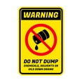 Portrait Round Plus Warning Do Not Dump Chemicals, Solvents Or Oils ...