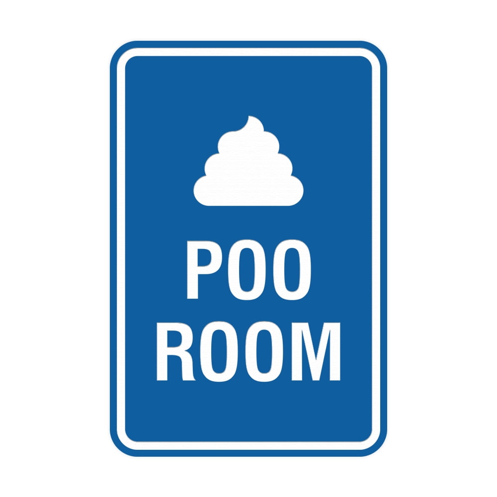 Portrait Round Poo Room Sign (Blue) - Large 6" x 8" - Walmart.com