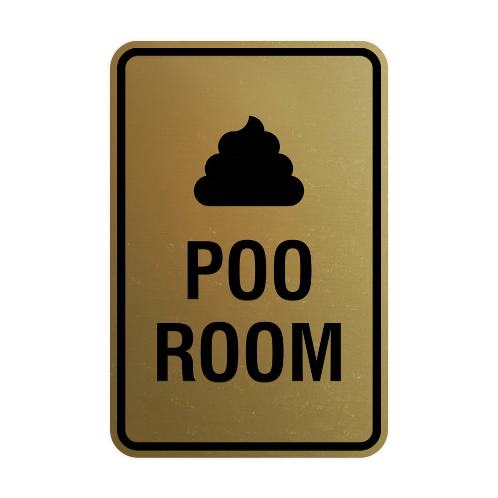 Portrait Round Poo Room Sign (Brushed Gold) - Large 6" x 8" - Walmart.com