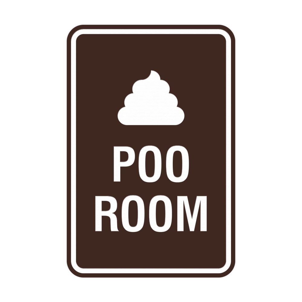 Portrait Round Poo Room Sign (Dark Brown) - Large 6" x 8" - Walmart.com