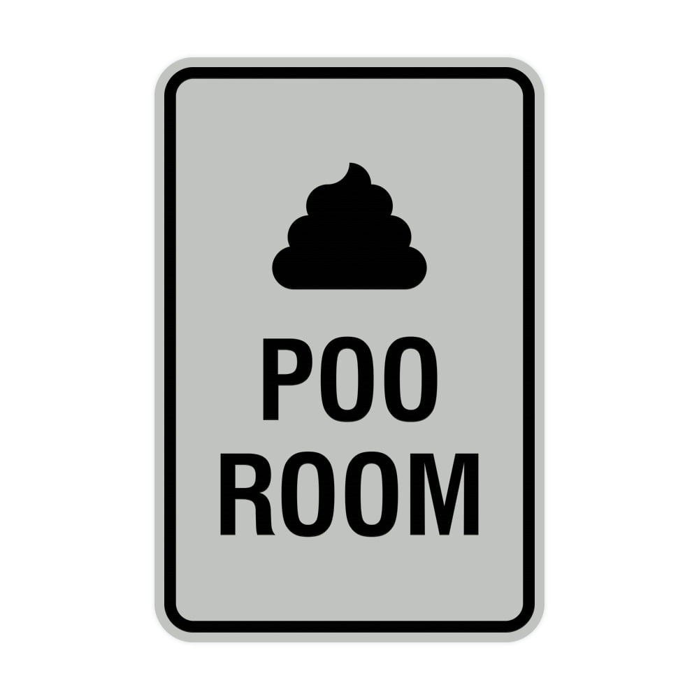 Portrait Round Poo Room Sign (Lt Gray) - Medium 5" x 7" - Walmart.com