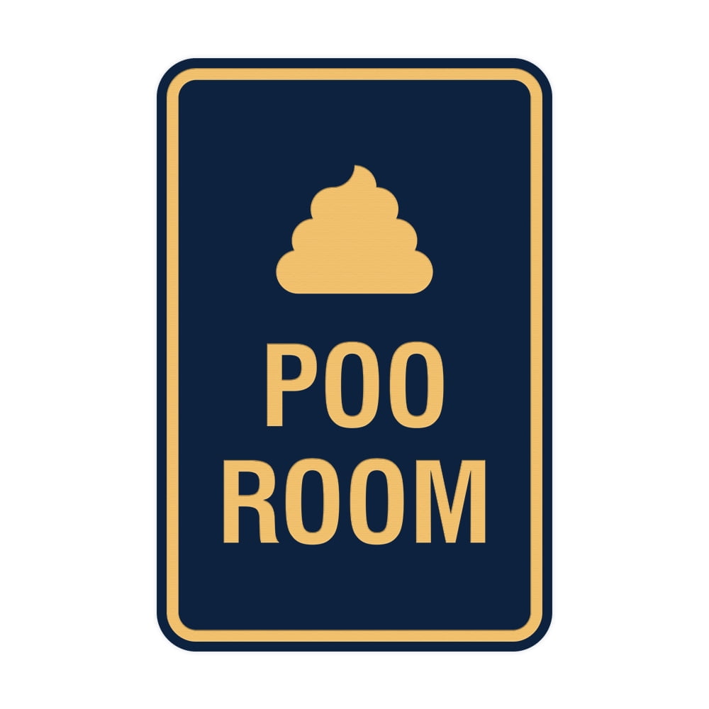 Portrait Round Poo Room Sign (Navy Blue/Gold) - Small 4" x 6" - Walmart.com