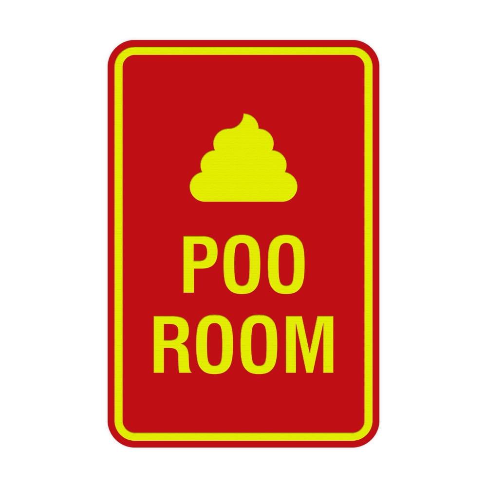 Portrait Round Poo Room Sign (Red/Yellow) - Large 6" x 8" - Walmart.com