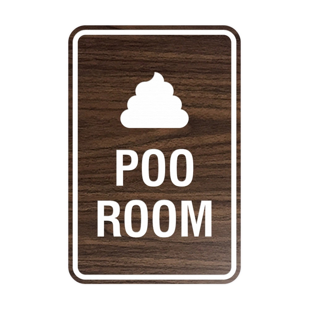 Portrait Round Poo Room Sign (Walnut) - Large 6" x 8" - Walmart.com