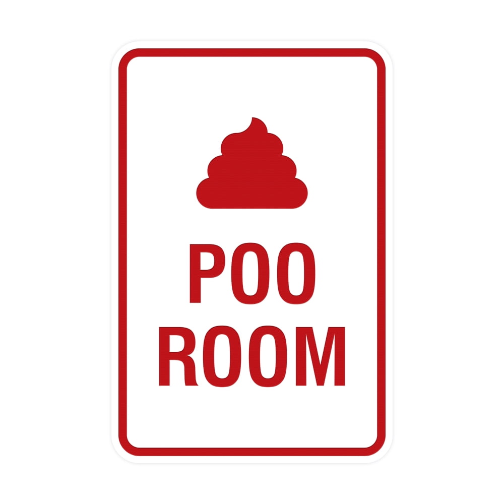 Portrait Round Poo Room Sign (White/Red) - Large 6" x 8" - Walmart.com
