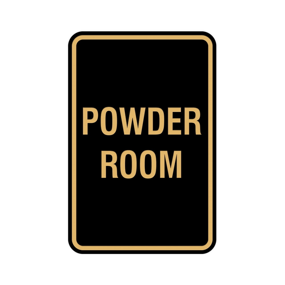 Portrait Round Powder Room Sign (Black Gold) - Large 6" x 8" - Walmart.com