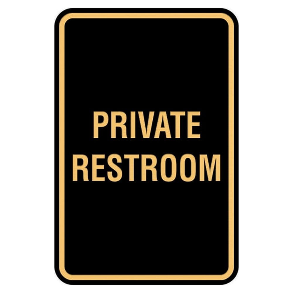 Portrait Round Private Restroom Sign (Black Gold) - Large 6" x 8 ...