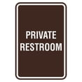 Portrait Round Private Restroom Sign (Dark Brown) - Small 4" x 6 ...