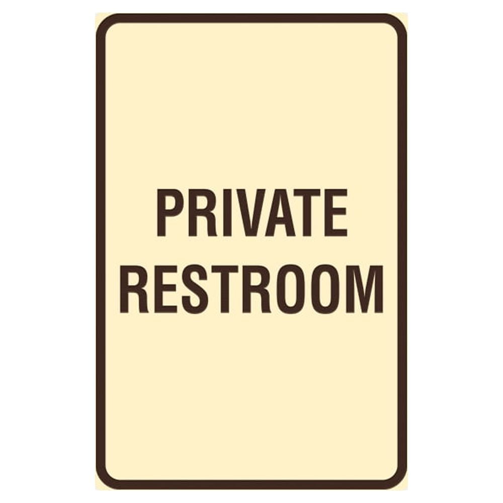 Portrait Round Private Restroom Sign (Ivory/Dark Brown) - Large 6" x 8 ...