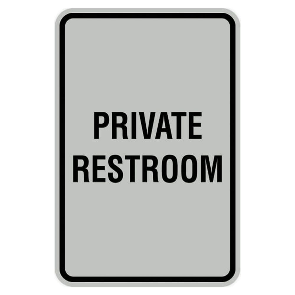 Portrait Round Private Restroom Sign (Lt Gray) - Small 4" x 6 ...