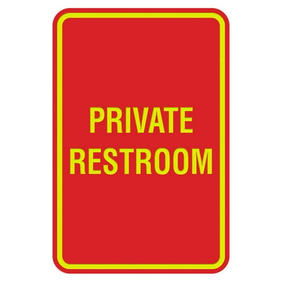 Portrait Round Private Restroom Sign (Red/Yellow) - Large 6" x 8 ...