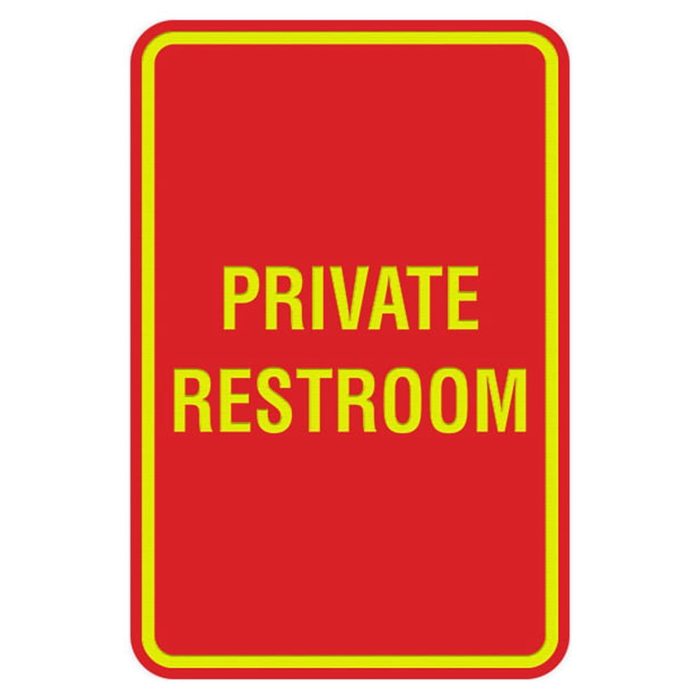 Portrait Round Private Restroom Sign (Red/Yellow) - Small 4" x 6 ...