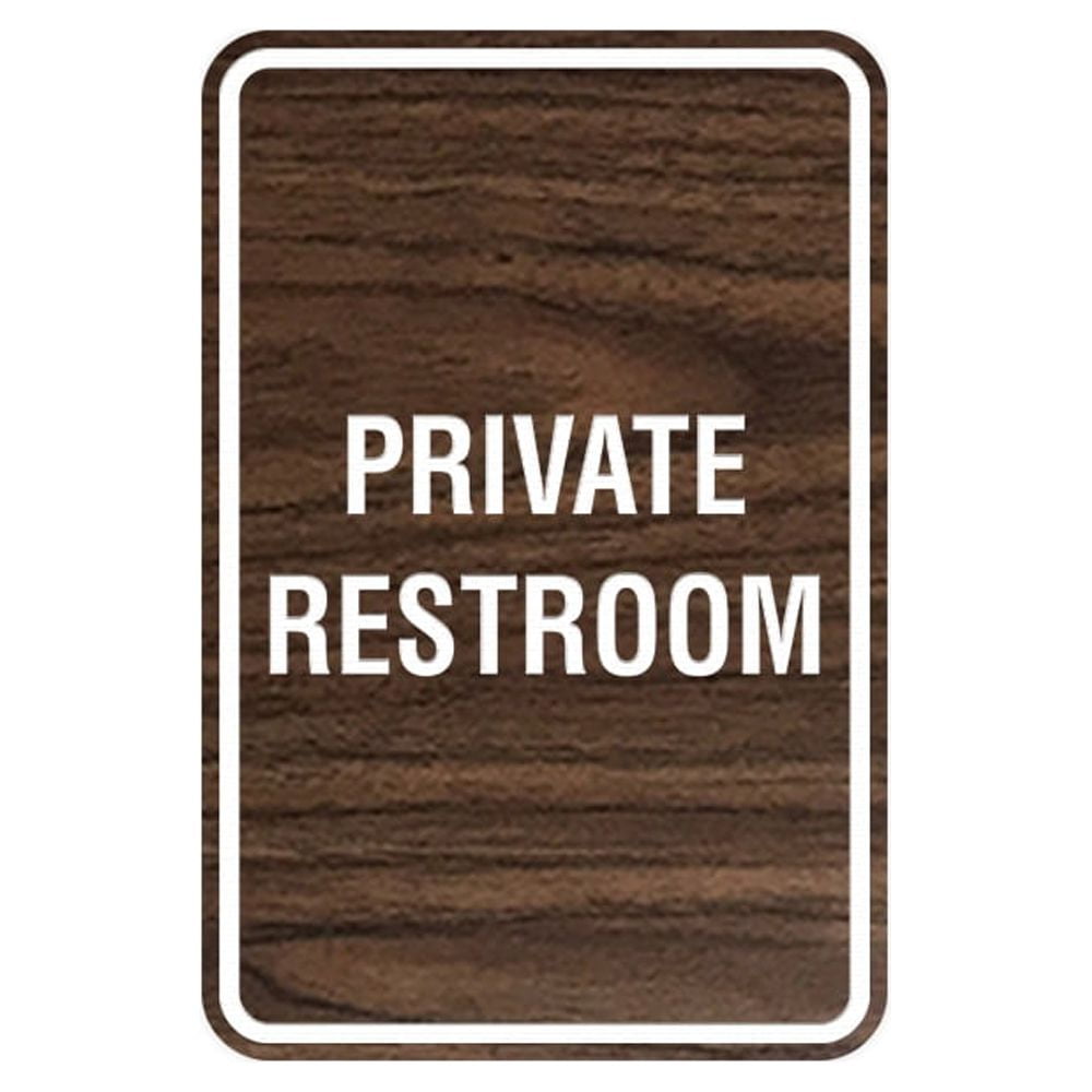 Portrait Round Private Restroom Sign (Walnut) - Large 6" x 8" - Walmart.com