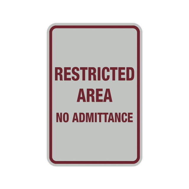 Portrait Round Restricted Area No Admittance Sign (Light Grey ...