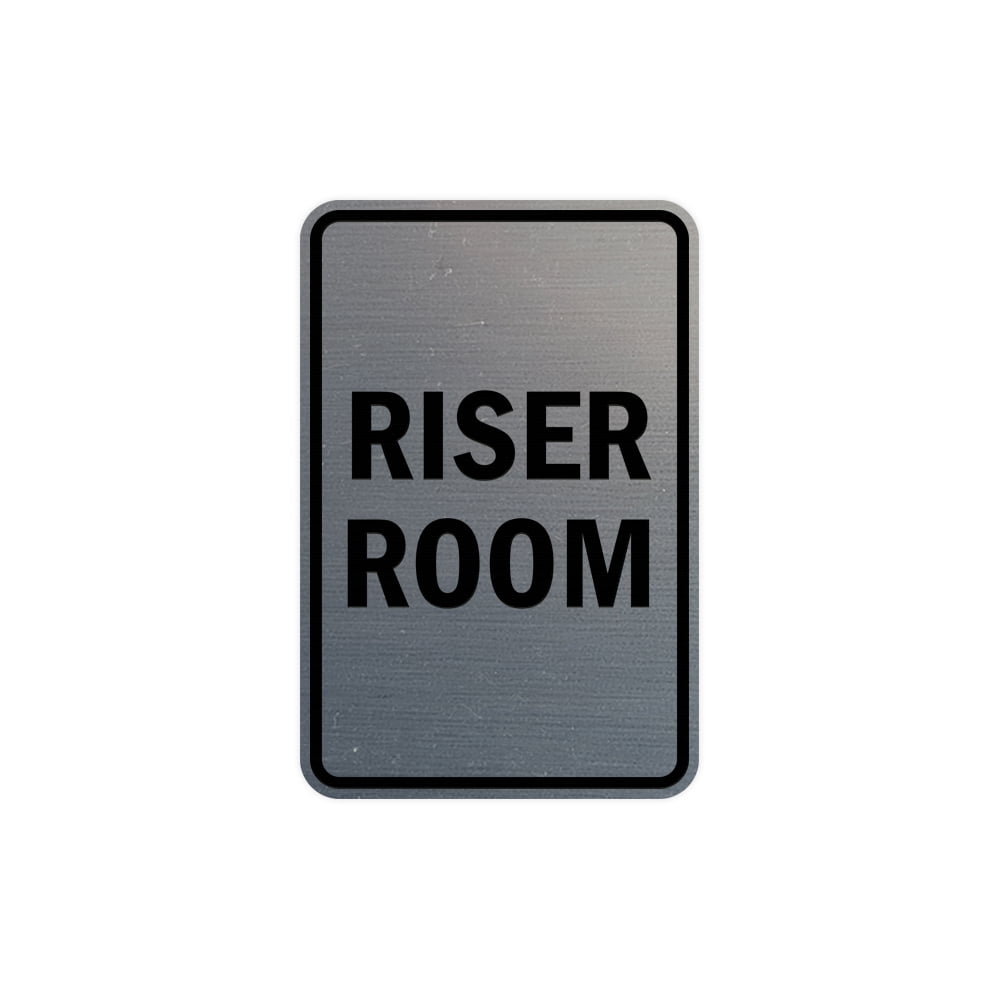 Portrait Round Riser Room Sign (Brushed Silver) - Large 6" x 8 ...