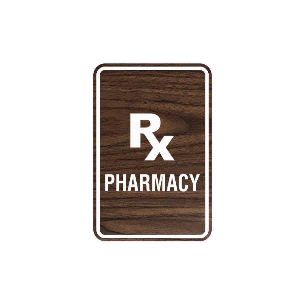 Portrait Round Rx Pharmacy Sign (Walnut) - Large 6" x 8" - Walmart.com
