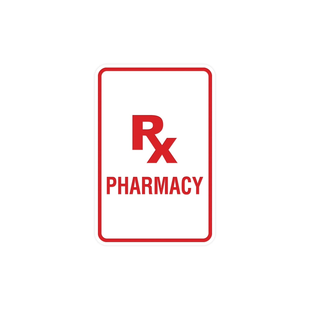 Portrait Round Rx Pharmacy Sign (White/Red) - Large 6" x 8" - Walmart.com