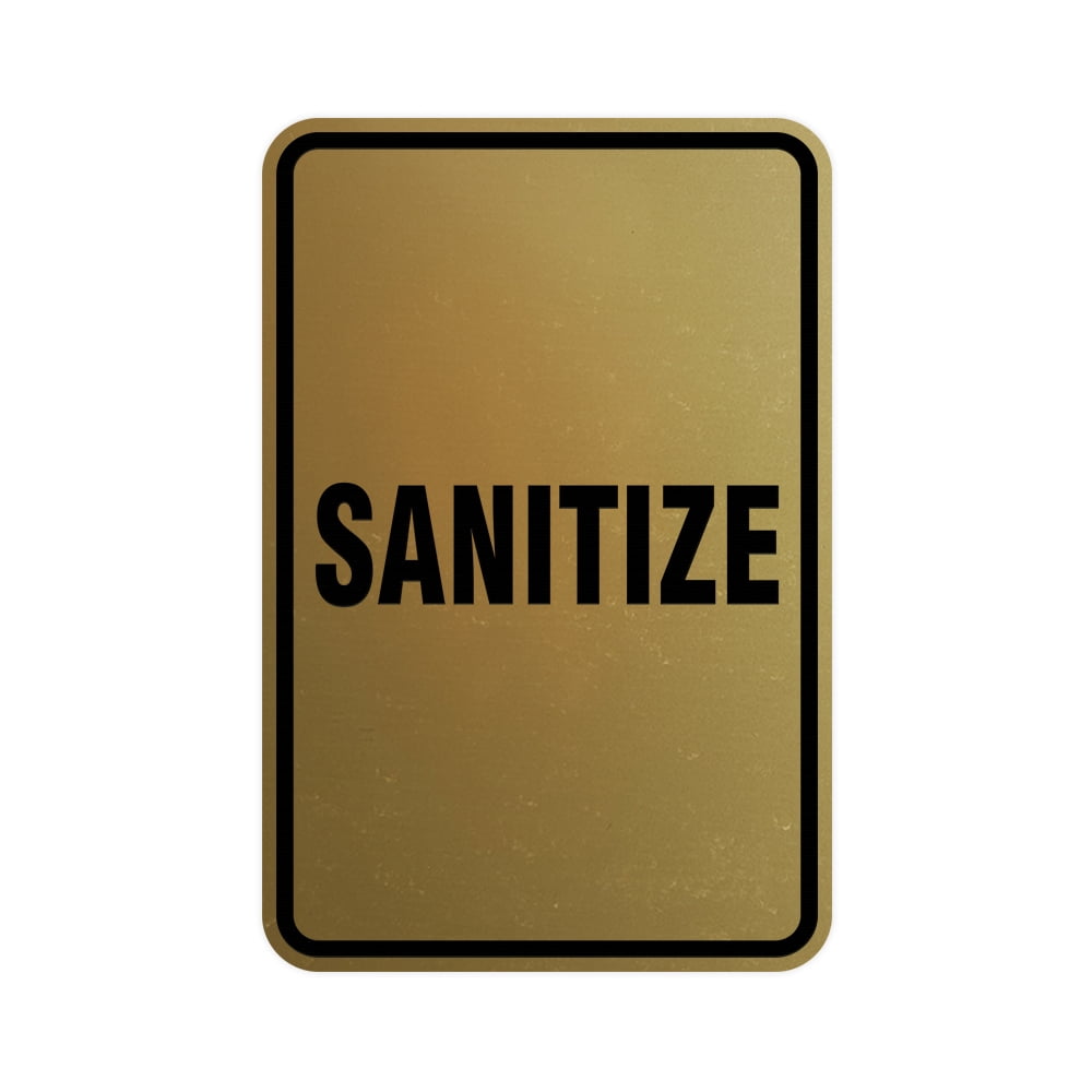 Portrait Round Sanitize Sign (Brushed Gold) - Small 4" x 6" - Walmart.com