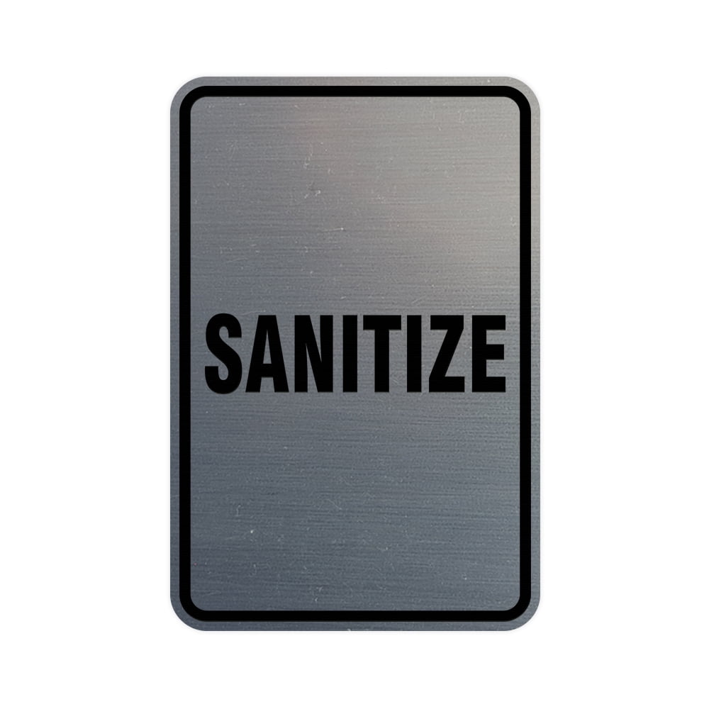 Portrait Round Sanitize Sign (Brushed Silver) - Large 6" x 8" - Walmart.com