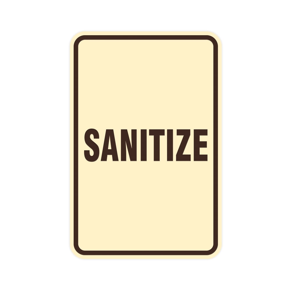 Portrait Round Sanitize Sign (Ivory/Dark Brown) - Large 6" x 8 ...