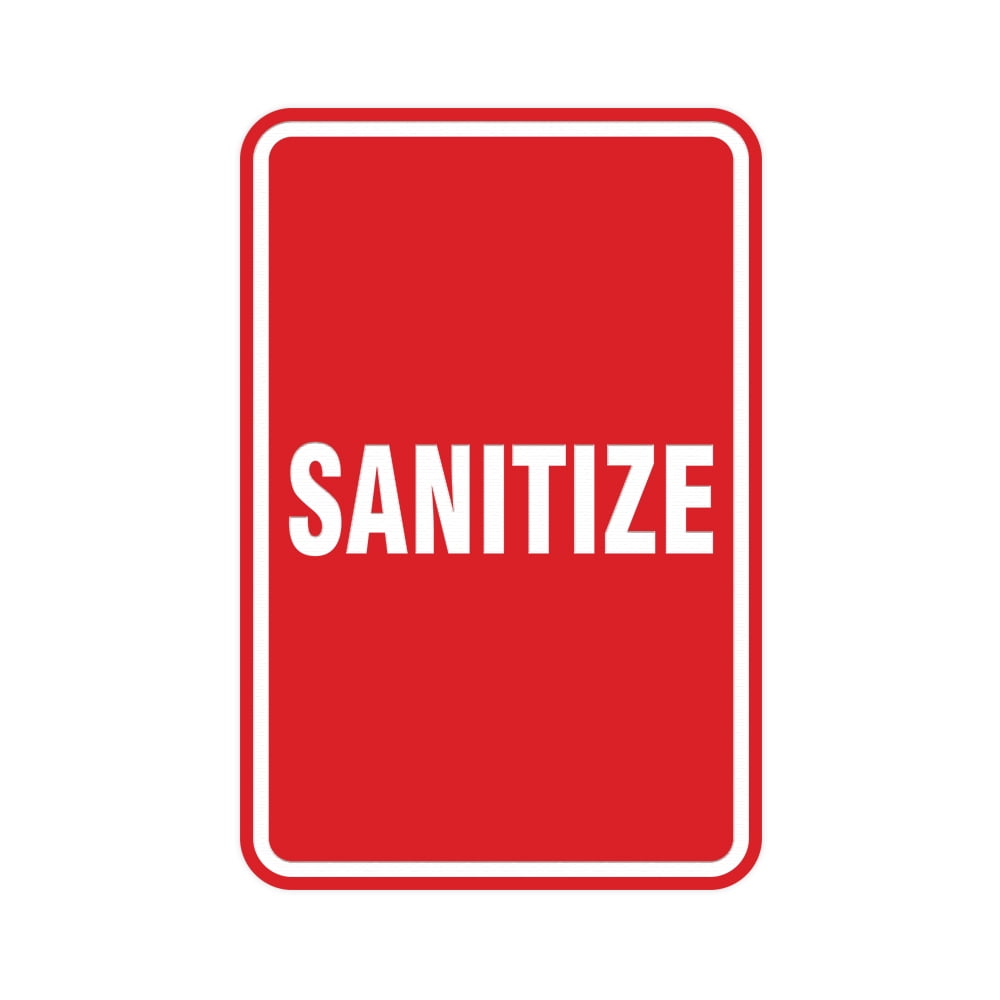 Portrait Round Sanitize Sign (Red) - Large 6" x 8" - Walmart.com